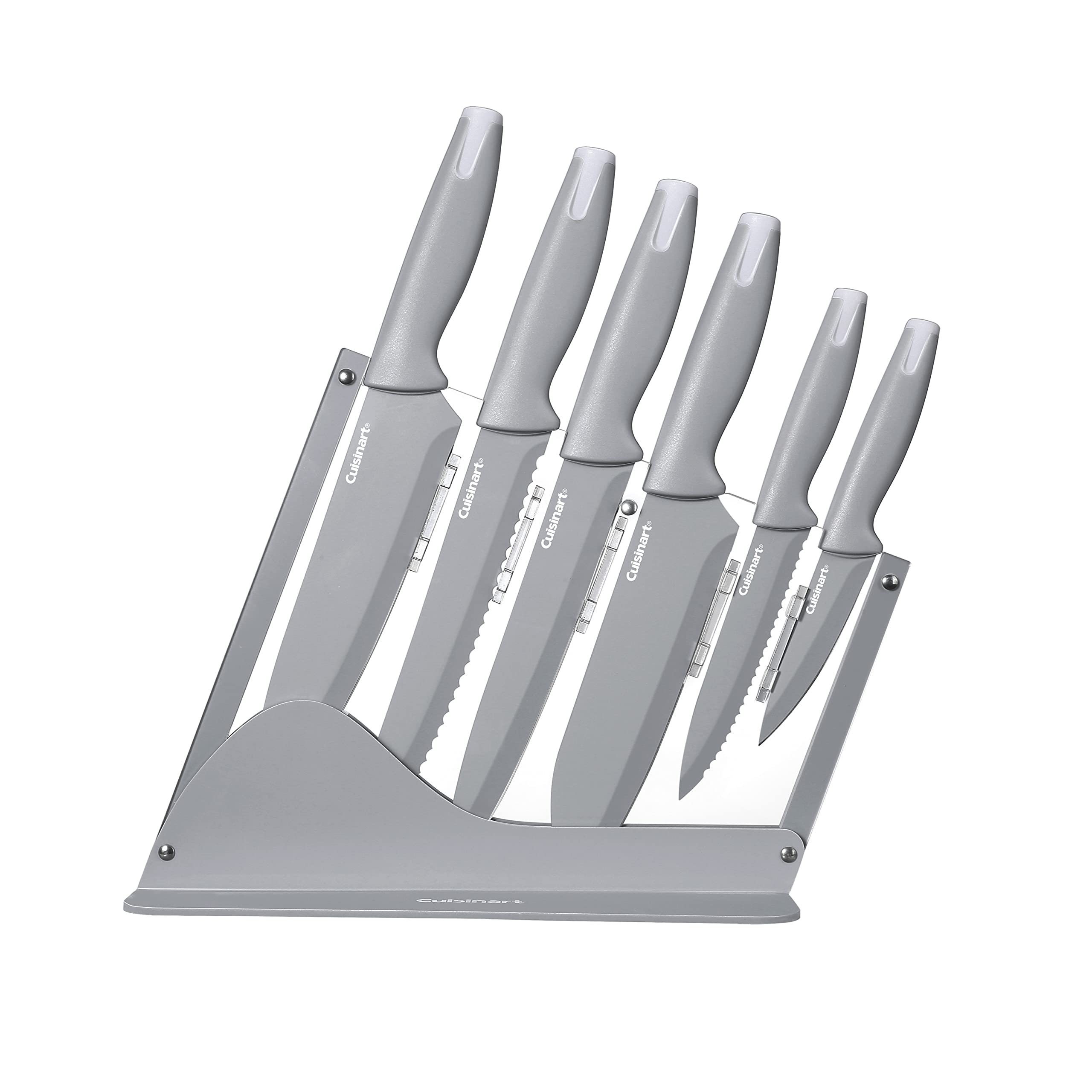 Cuisinart 7pc Ceramic Coated Cutlery Set with End Caps in Acrylic Stand, GREY