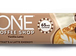 ONE Coffee Shop Caffeinated Protein Bars, Vanilla Latte, Gluten Free with 20g Protein and 65mg of Caffeine Energy, Pantry Staples, 2.12 oz (12 Count)