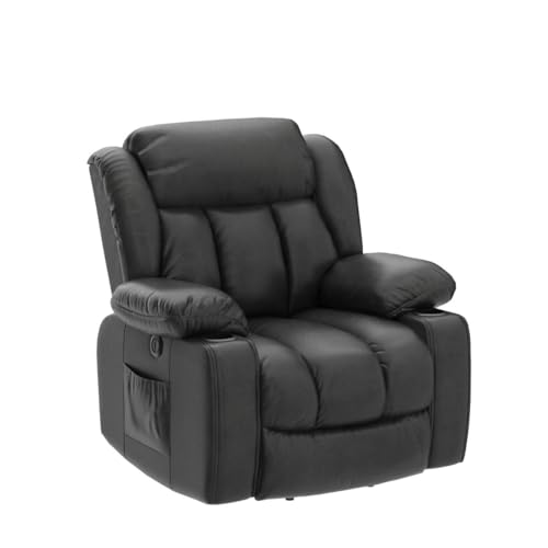 COOSLEEP Large Power Lift Recliner Chair with Massage and Heat for Elderly, Overstuffed Wide Recliners, Breathable Leather with Breathable microporous, USB Ports, 2 Cup Holders (Gray)