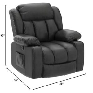 COOSLEEP Large Power Lift Recliner Chair with Massage and Heat for Elderly, Overstuffed Wide Recliners, Breathable Leather with Breathable microporous, USB Ports, 2 Cup Holders (Gray)