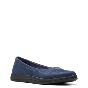 clarks women's breeze ayla ballet flat, navy, 7