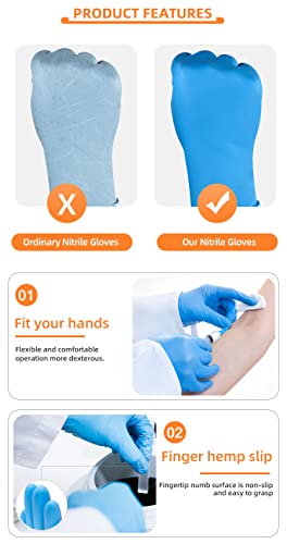 GLOVEHOUSE Nitrile Gloves, Medical, Powder-Free, Latex-Free, Disposable, Law Enforcement, Tattoo Artists & More (Pack of 1, Large)