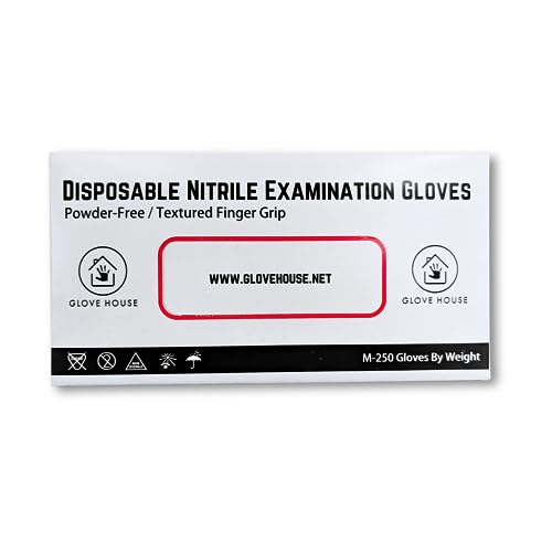 GLOVEHOUSE Nitrile Gloves, Medical, Powder-Free, Latex-Free, Disposable, Law Enforcement, Tattoo Artists & More (Pack of 1, Large)