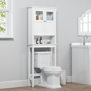 spirich bathroom cabinet over toilet, bathroom storage cabinet with glass doors and adjustable shelves, over the toilet storage cabinet, white