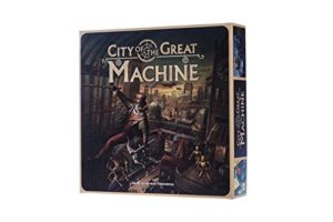 city of the great machine board game | 1-4 players | ages 14 and up | steampunk | one-vs-many | hidden movement | cooperative & solo | average playtime 45-90 min