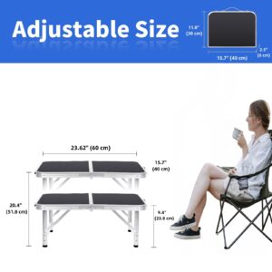 Moosinily Small Folding Table 2FT Foldable Camping Table Portable Picnic Table Aluminum 2 Height Adjustable Outdoor Beach Card Black 23.6×15.7 inch