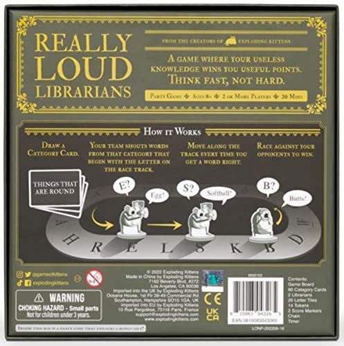 Exploding Kittens Presents Really Loud Librarians - Fast-Paced Board Games for Adults and Kids Age 8 and Up, Perfect Family Night Fun & Parties, Word-Shouting Family Games, Easy to Learn Outdoor Games