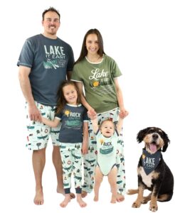 lazy one matching lake pajamas for family, summer pajama sets for adults, teens, kids, baby, and dog! (women, l)