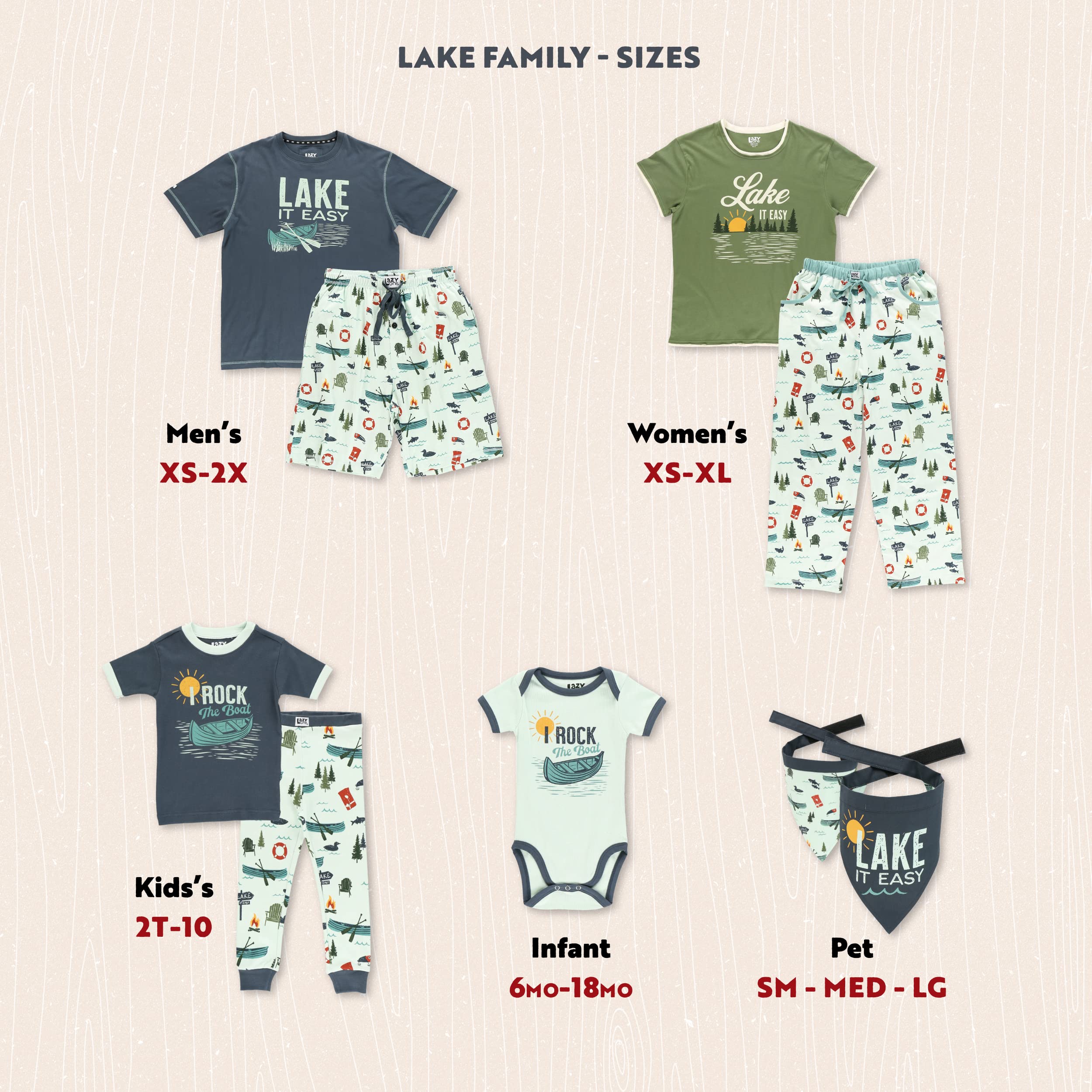 Lazy One Matching Lake Pajamas for Family, Summer Pajama Sets for Adults, Teens, Kids, Baby, and Dog! (Women, L)