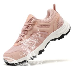 cottimo women's waterproof hiking shoes non slip sneakers lightweight tennis shoes for work walking running trekking trail shoes pink