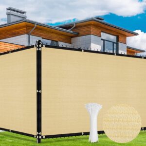 duerer privacy fence screen 6 x 50ft sand covering chain link fence heavy duty windscreen garden fencing mesh shade cloth cover, uv protection 90% blockage outdoor backyard, patio with cable tie