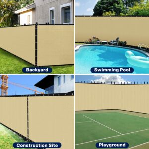 Duerer Privacy Fence Screen 6 x 50ft Sand Covering Chain Link Fence Heavy Duty Windscreen Garden Fencing Mesh Shade Cloth Cover, UV Protection 90% Blockage Outdoor Backyard, Patio with Cable Tie