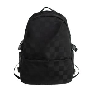 verdancy kawaii backpack for teen girls boys school college travel checkered aesthetic bookbag schoolbag daypack casual bag (black)