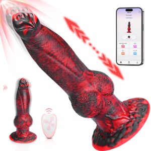 thrusting dildo vibrator sex toys - 4in1 huge monster dildo with 7 modes for u and g-spot, thick anal dildos with suction cup, 8.8" big knot fantasy dildo adult sex toys & games for women men