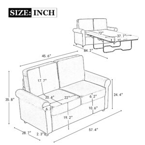 Merax Pull Out Sleeper Sofa Bed 2 in 1 Couch with Memory Foam Living Room/Office, Apartment/Small Spaces Love Seats, Dark Gray_w/Mattress