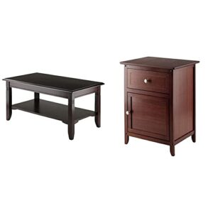 winsome wood nolan occasional table + eugene accent table bundle | solid wood