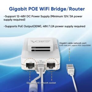 VONETS VAR1200 Industrial Gigabit Dual Band WiFi Bridge/Router 1200Mbps WiFi to Ethernet Adapter with Intelligent Fan, 3 Gigabit Port, POE, DC/USB Powered for Industrial Network Medical Device