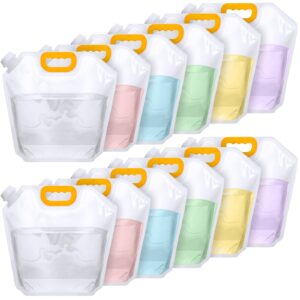 tessco 12 pack 1.3 gallon collapsible water storage bag water container bag emergency jug plastic storage pouch freezable water carrier tank foldable bag for outdoor sport camping (clear,blank)