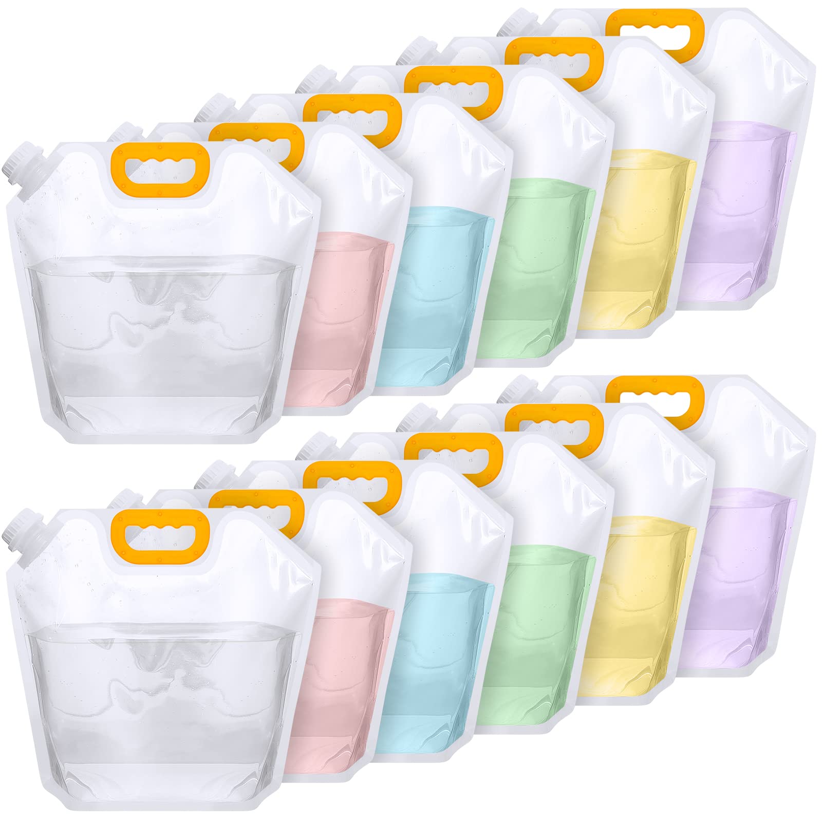 Tessco 12 Pack 1.3 Gallon Collapsible Water Storage Bag Water Container Bag Emergency Jug Plastic Storage Pouch Freezable Water Carrier Tank Foldable Bag for Outdoor Sport Camping (Clear,Blank)