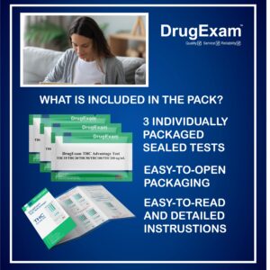 3 Pack - DrugExam THC Advantage Made in USA Multi Level Marijuana Home Urine Test Kit.Highly Sensitive THC 5 Level Drug Test Kit. Detects at 15 ng/mL, 20 ng/mL, 50 ng/mL, 100 ng/mL and 200 ng/mL (3)