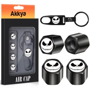 akkya tire valve stem caps cover for car bike bicycle motorcycles tractors mountain bikes trucks jack skellington cartoon anime metal chrome tire air pressure covers wheel accessories parts