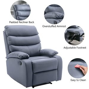 GNMLP2020 Manual Recliner Chairs for Adults, Small Recliner Chair for Small Space, Tech Cloth Lazy Boy Small Reclining Chairs for RV, Living Room, Dark Grey