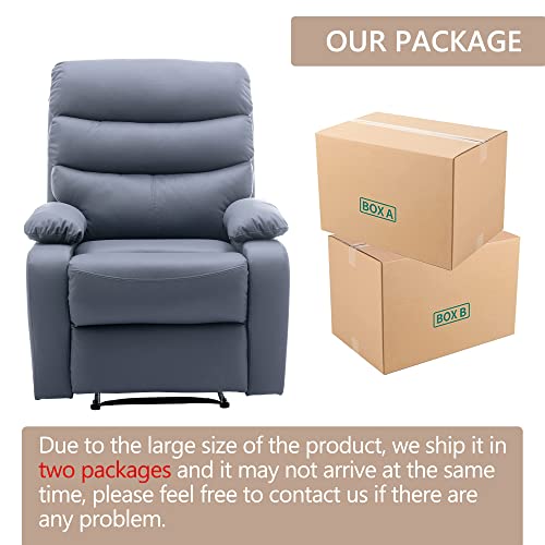 GNMLP2020 Manual Recliner Chairs for Adults, Small Recliner Chair for Small Space, Tech Cloth Lazy Boy Small Reclining Chairs for RV, Living Room, Dark Grey