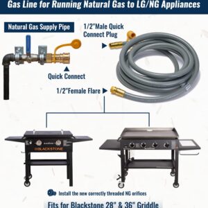 CALPOSE 15 Feet 5249 Propane to Natural Gas Conversion Kit for Blackstone 28”, 36” Griddle, 3/8 inch ID Natural Gas Hose Compatible for Tailgater, Rangetop Combo & Single Burner Rec Stove