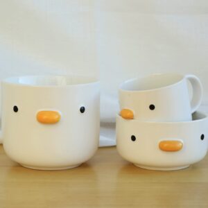 PURROOM Large Breakfast Mug, Handmade Glaze Duck Cup, Safety Ceramic Coffee Mug & Oatmeal Soup Cup, 22oz Oversized Cute Cereal Cup. Best Gifts For Family Friends.