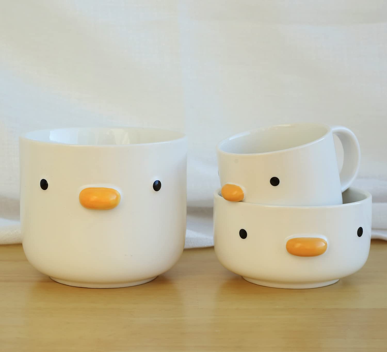 PURROOM Large Breakfast Mug, Handmade Glaze Duck Cup, Safety Ceramic Coffee Mug & Oatmeal Soup Cup, 22oz Oversized Cute Cereal Cup. Best Gifts For Family Friends.