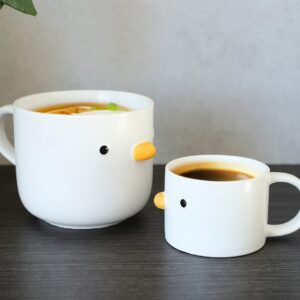 PURROOM Large Breakfast Mug, Handmade Glaze Duck Cup, Safety Ceramic Coffee Mug & Oatmeal Soup Cup, 22oz Oversized Cute Cereal Cup. Best Gifts For Family Friends.