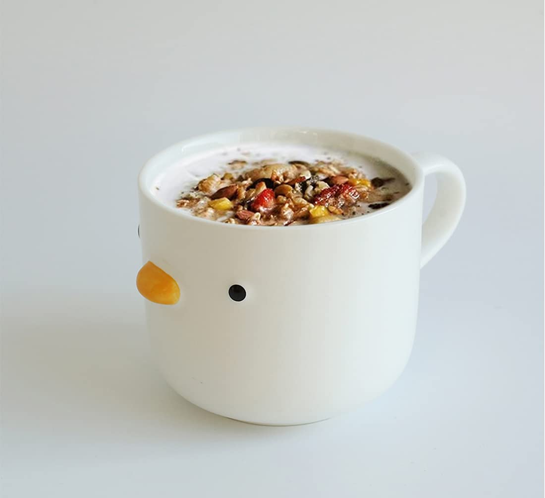 PURROOM Large Breakfast Mug, Handmade Glaze Duck Cup, Safety Ceramic Coffee Mug & Oatmeal Soup Cup, 22oz Oversized Cute Cereal Cup. Best Gifts For Family Friends.