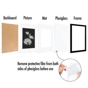 Americanflat 11x14 Picture Frame with Polished Plexiglass - Set of 2 - Use as 8x10 Frame with Mat or 11x14 Frame Without Mat - Galleria Collection - Gallery Wall Frame Set for Wall Display - Black