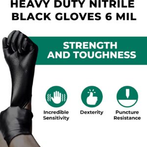 S&G Black Nitrile Gloves Heavy-Duty Latex & Powder Free - For Cleaning, Construction, Mechanic, Food Prep | 6 Mil - 100 | Medium