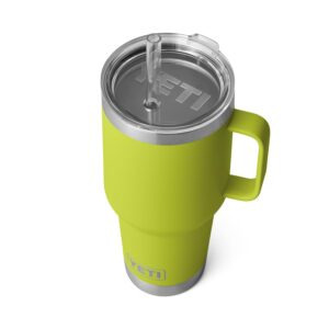 yeti rambler 35 oz tumbler with handle and straw lid, travel mug water tumbler, vacuum insulated cup with handle, stainless steel, chartreuse