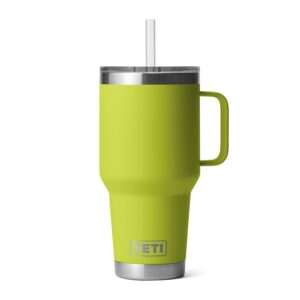 YETI Rambler 35 oz Tumbler with Handle and Straw Lid, Travel Mug Water Tumbler, Vacuum Insulated Cup with Handle, Stainless Steel, Chartreuse