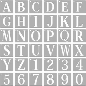 36 pcs letter stencils 3 inches alphabet letter templates reusable letter and number stencils art craft stencils for painting letters numbers on wall glass wood chalkboard door fence floor fabric diy