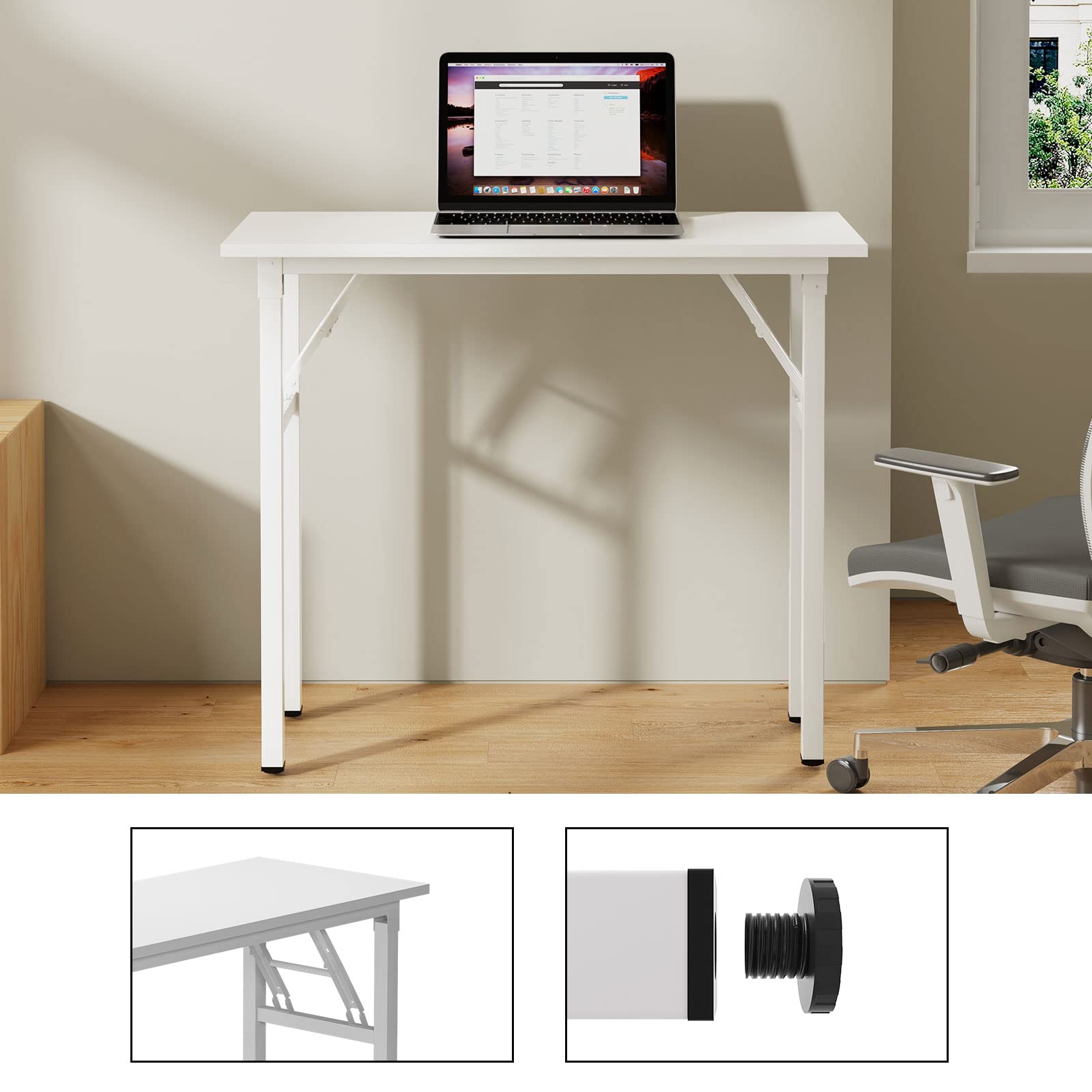 Need Small Desk 31 1/2" No Assembly Foldable Writing Table,Sturdy and Heavy Duty Folding Computer Desks for Small Space/Home Office/Dormitory AC5DW(80 * 40)