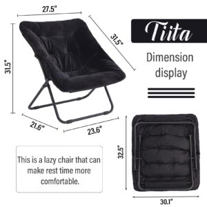 Tiita Comfy Saucer Chair, Soft Faux Fur Oversized Folding Accent Chair, Lounge Lazy Chair for Kids Teens Adults, Metal Frame Moon Chair for Bedroom, Living Room, Dorm Rooms