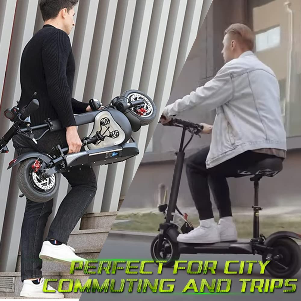 Electric Scooter Adults with Seat Powful 800W Motor up to 28 Mph & 35 Miles Long-Range, 10" Pneumatic Tire Portable Folding Commuting Scooter Electric for Adults 350 LBS Load