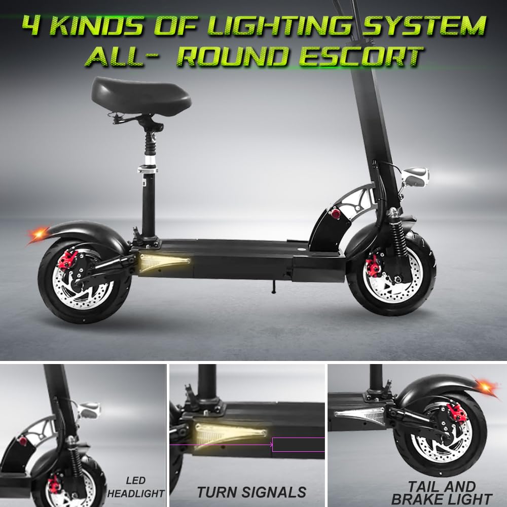 Electric Scooter Adults with Seat Powful 800W Motor up to 28 Mph & 35 Miles Long-Range, 10" Pneumatic Tire Portable Folding Commuting Scooter Electric for Adults 350 LBS Load