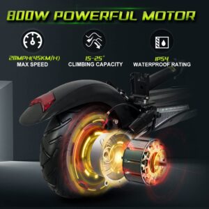 Electric Scooter Adults with Seat Powful 800W Motor up to 28 Mph & 35 Miles Long-Range, 10" Pneumatic Tire Portable Folding Commuting Scooter Electric for Adults 350 LBS Load