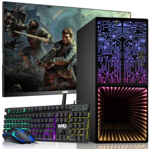 gaming pc desktop intel core i7 8th gen, horizon+, rtx 3060 12gb gddr6, 16gb ram, 256gb ssd, mtg new 24 inch monitor, hdmi, dvi, vga, rgb keyboard mouse, wi-fi win 10 pro (renewed)