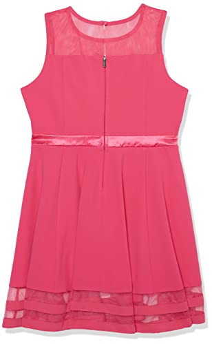 Calvin Klein Girls' Sleeveless Party Dress, Fit and Flare Silhouette, Round Neckline & Back Zip Closure, Magenta