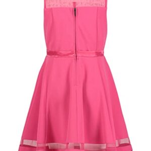 Calvin Klein Girls' Sleeveless Party Dress, Fit and Flare Silhouette, Round Neckline & Back Zip Closure, Magenta