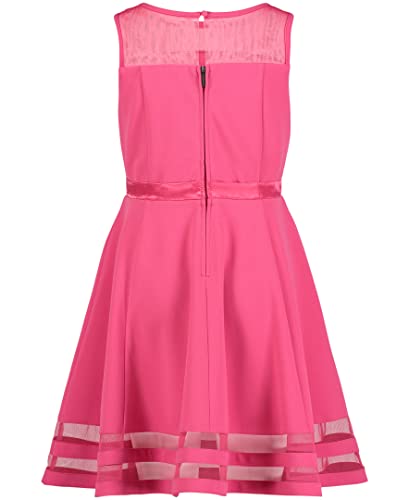 Calvin Klein Girls' Sleeveless Party Dress, Fit and Flare Silhouette, Round Neckline & Back Zip Closure, Magenta