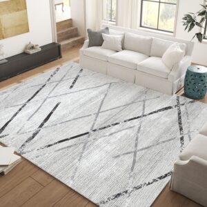 jinchan area rug 8x10 washable rug moroccan rug black grey foldable thin rug modern geometric accent rug soft rug indoor non slip gray carpet kitchen living room bedroom dining room