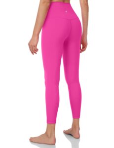 heynuts pure&plain 7/8 high waisted leggings for women, athletic compression tummy control workout yoga pants 25'' sonic pink m(8/10)