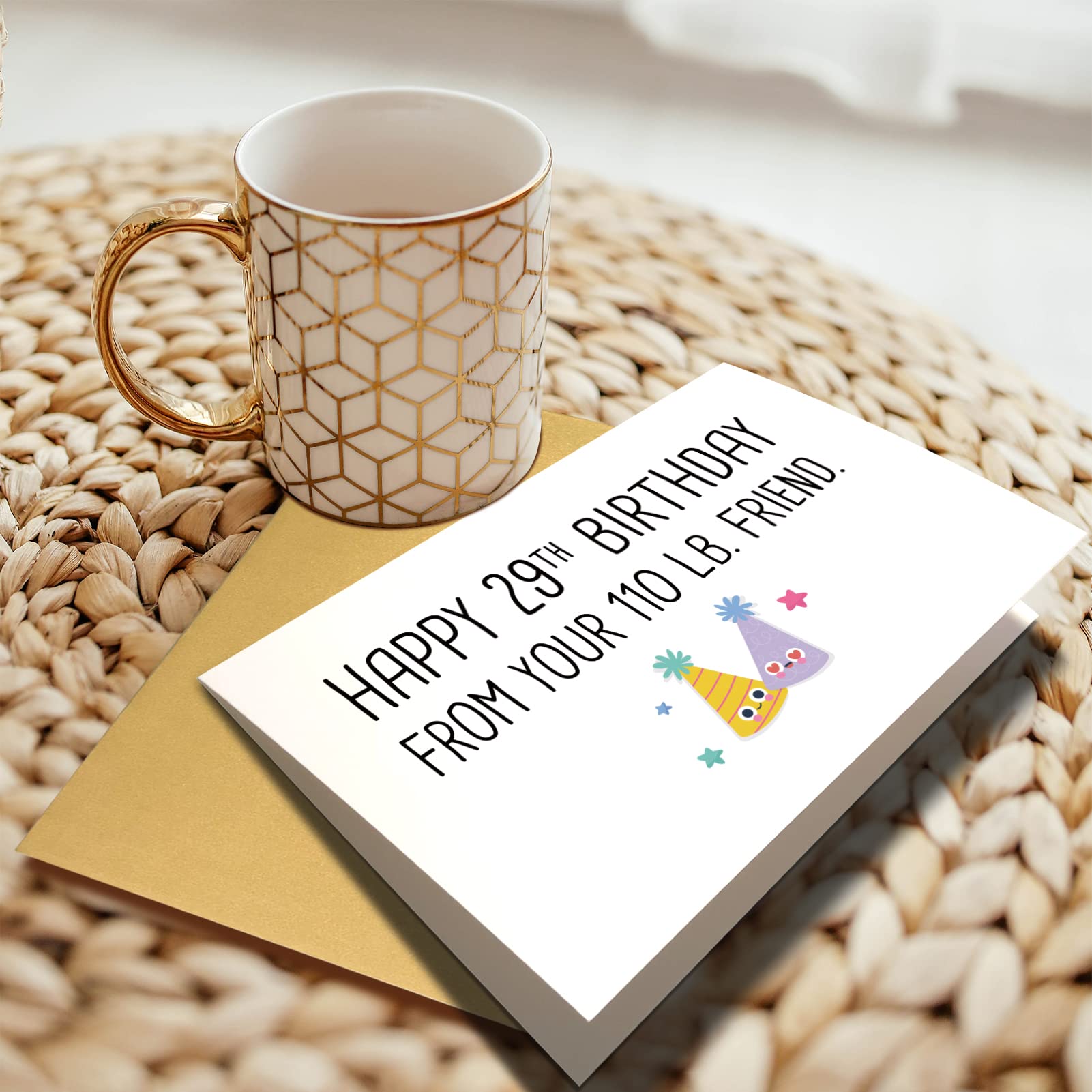 Chenive Funny Birthday Card for Him Her, Humorous Birthday Card for Best Friend, Happy 29th Birthday From Your 110 lb. Friend