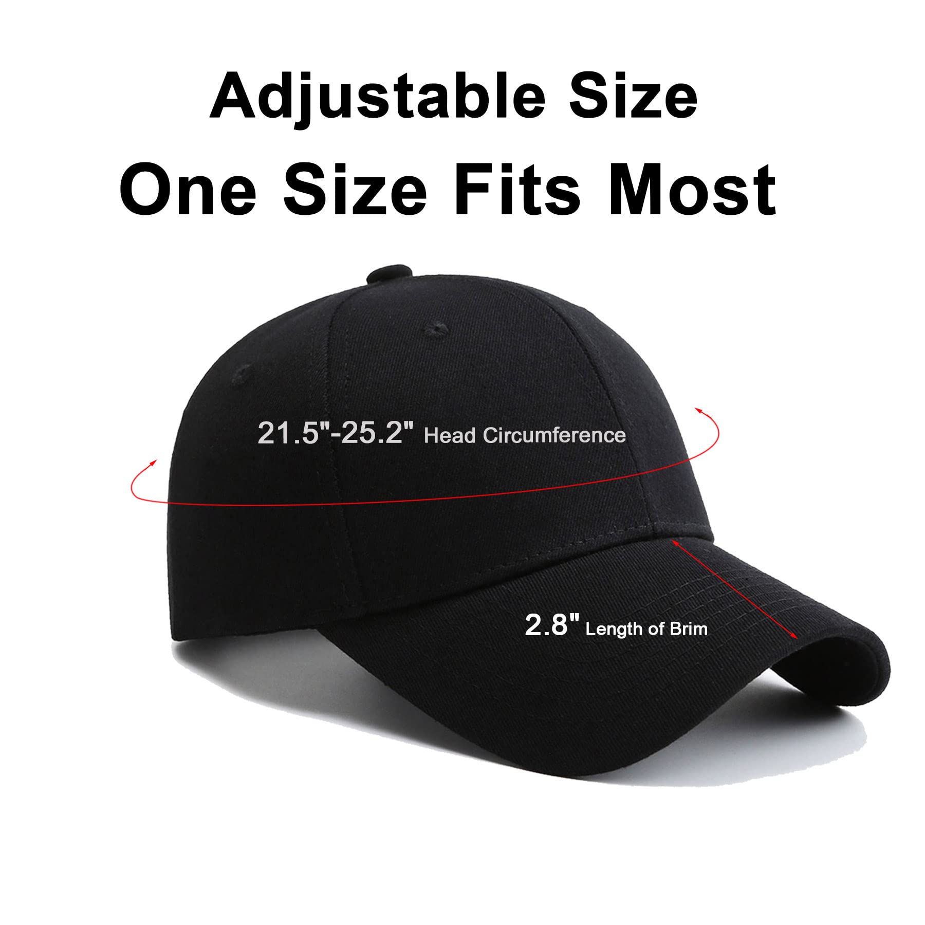 NPQQUAN 2 PACKS Stiff Structured Front Panels Baseball Cap Golf Dad Hat for Men and Women Hat Black+Grey